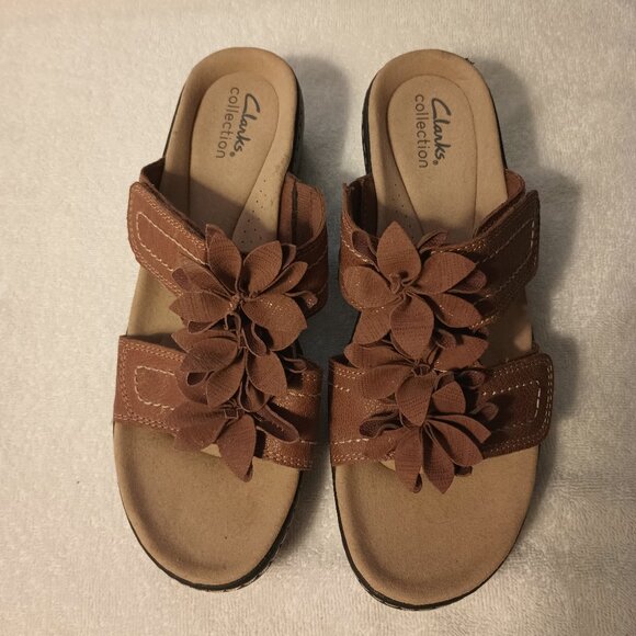 Clarks | Shoes | Clarks Merliah Raelyn Brown Leather Wedge Sz 8 2 ...